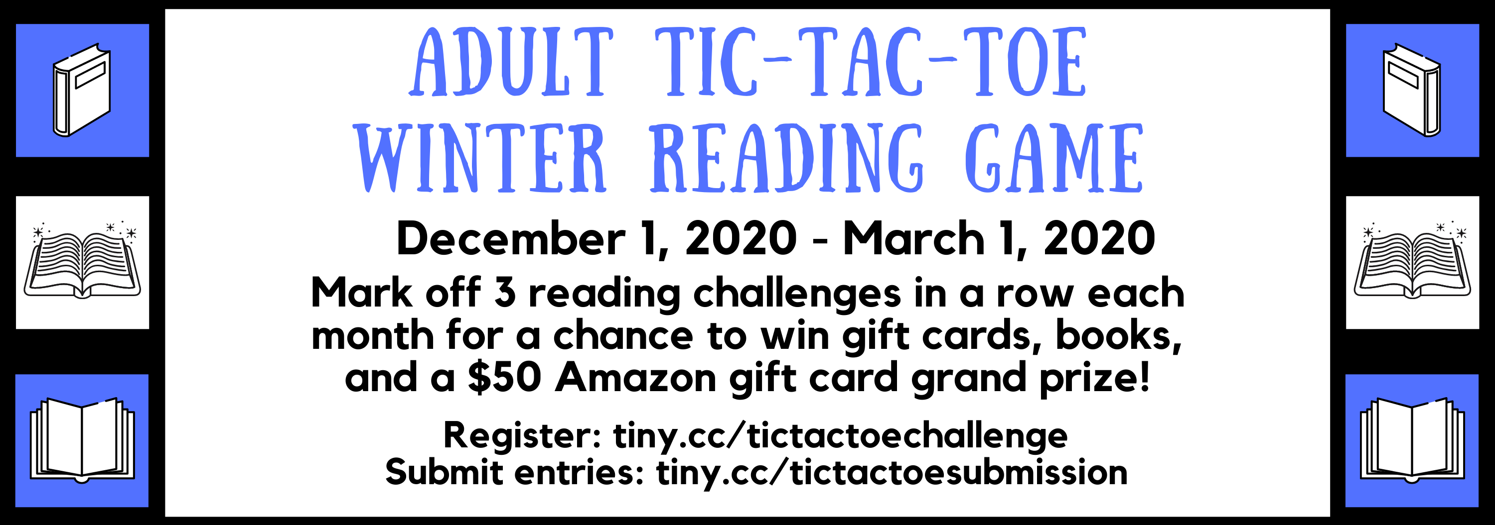 adult tic-tac-toe winter reading game banner – Moon Township Public Library