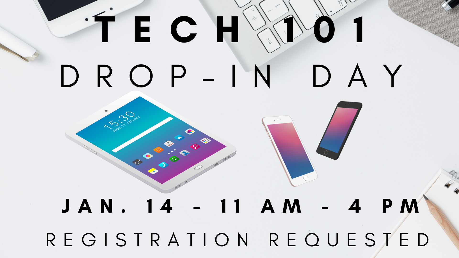 Tech 101 Drop-in Day 2023 01 14 – Moon Township Public Library